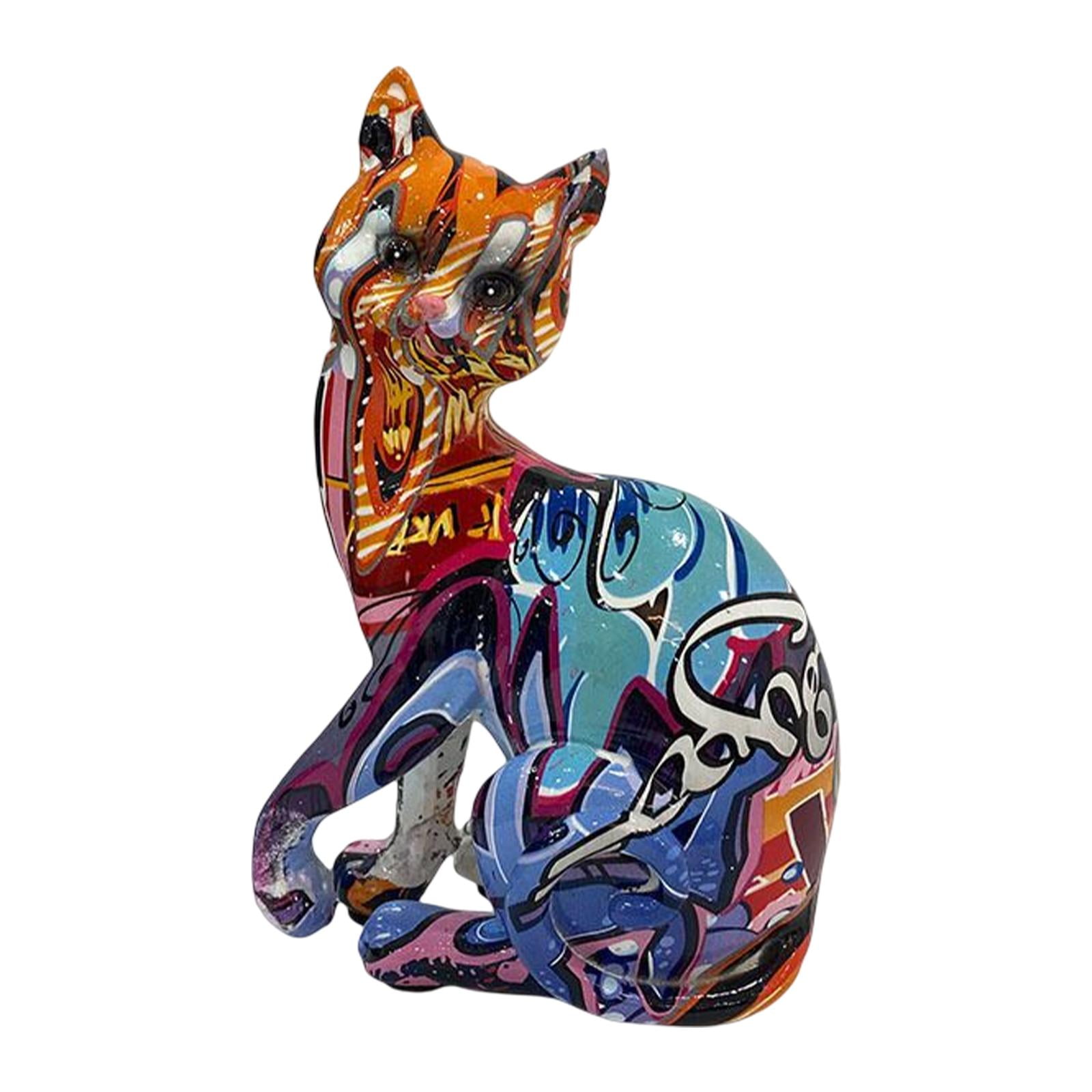 Nordic Style Cat Figurine Animal Sculpture Decor Artwork Scrawl Photo ...