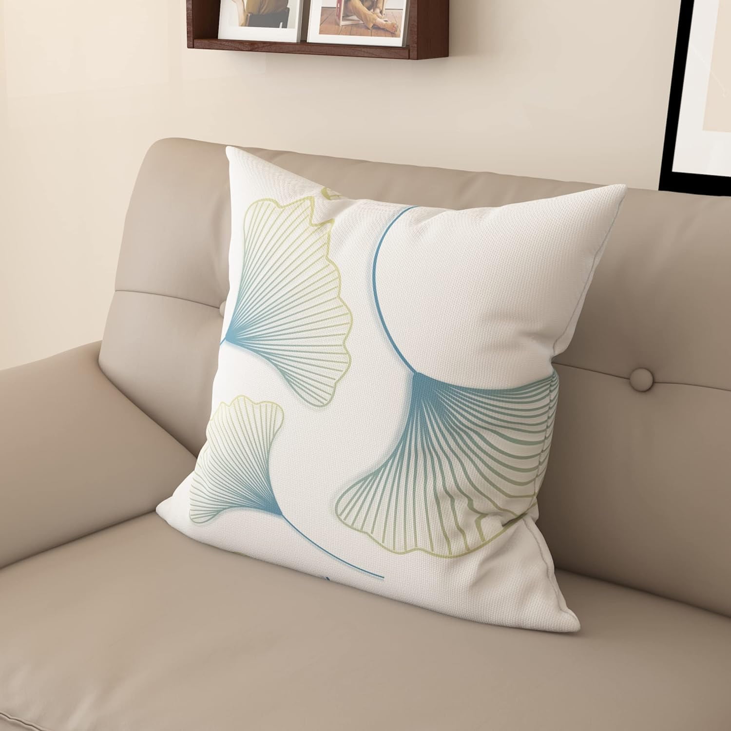 Nordic Style Cotton and Linen Blend Pillowcase with Ginkgo Leaf Pattern ...