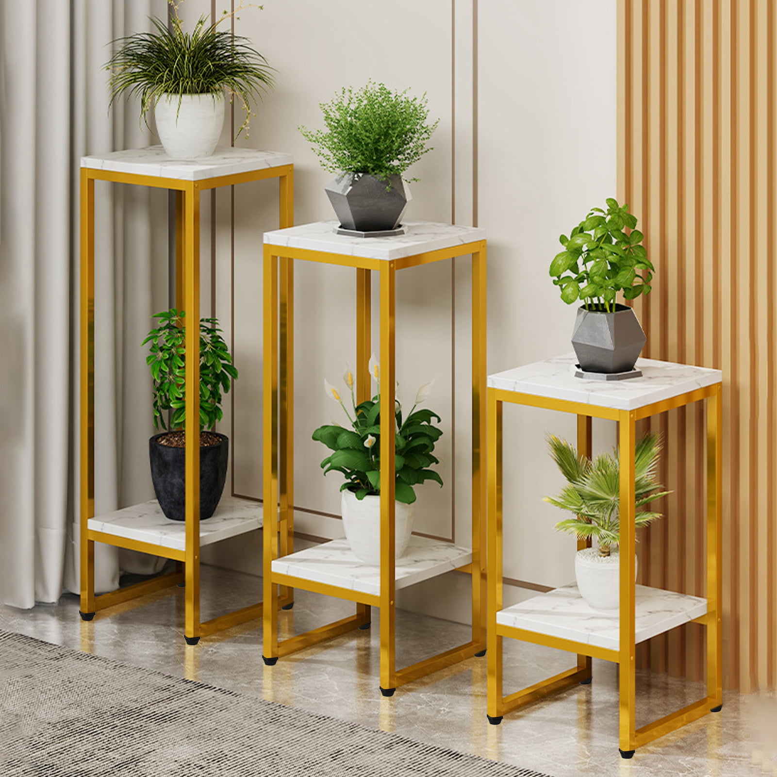 Nordic Style Flower Stand, 2-Tier Plant Rack, Indoor Living Room ...