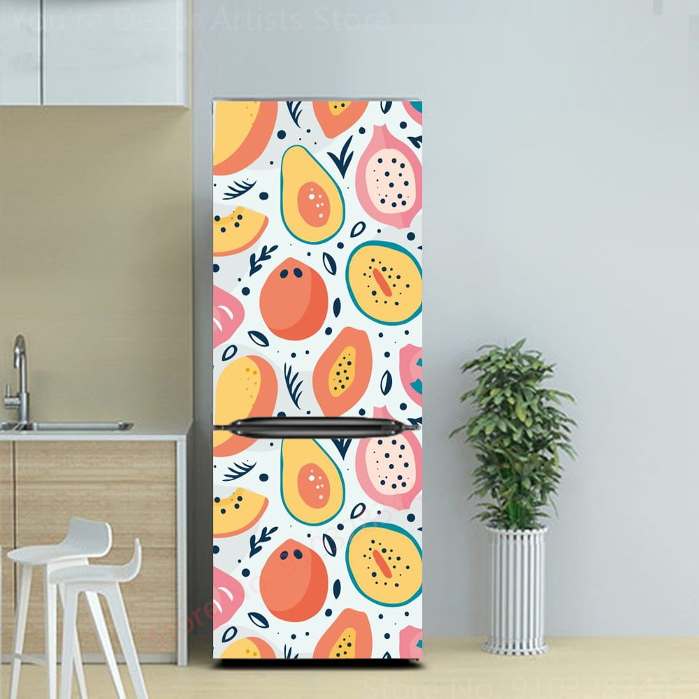 Nordic Style Fruit Green Leaf Wall Sticker For Refrigerator Self ...
