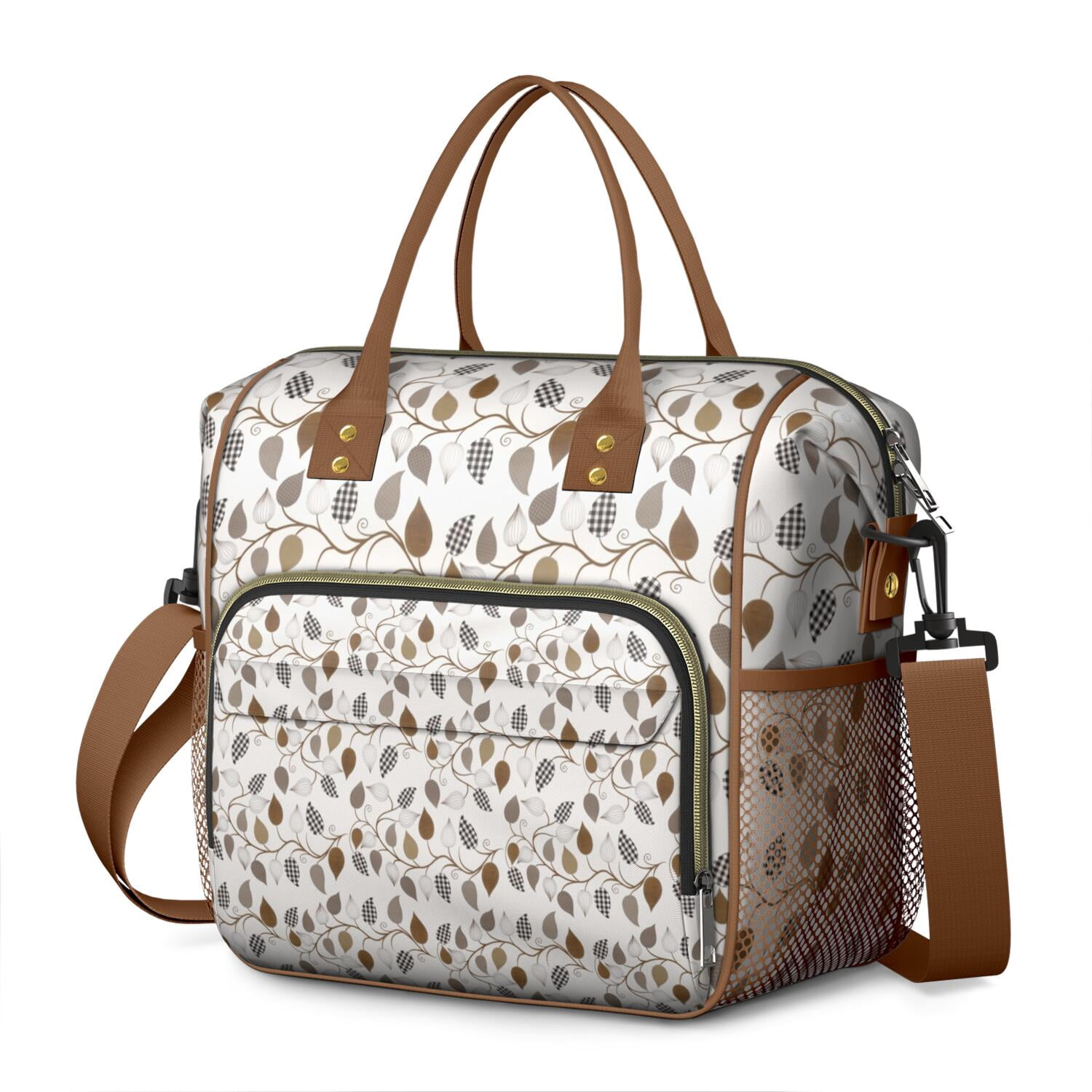 Nordic Style Lunch Cooler Bag, Large Insulated Lunch Tote with Floral ...