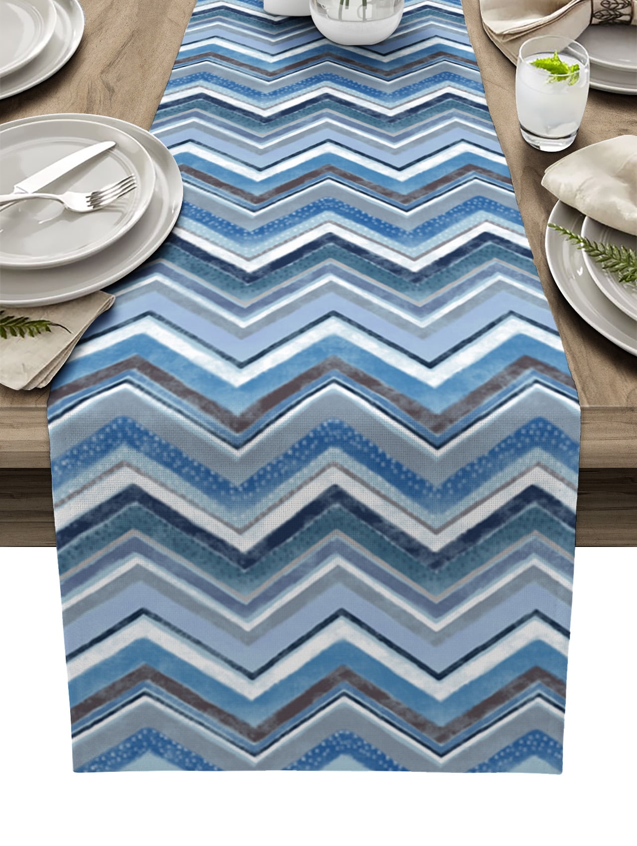 Nordic Style Stripes Turquoise Table Runner Home Wedding Table Flag Mat ...