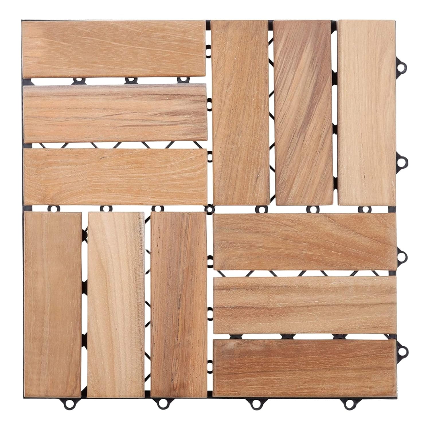 Nordic Style Teak Interlocking Tiles - Wooden Floor Tile Set for Indoor ...