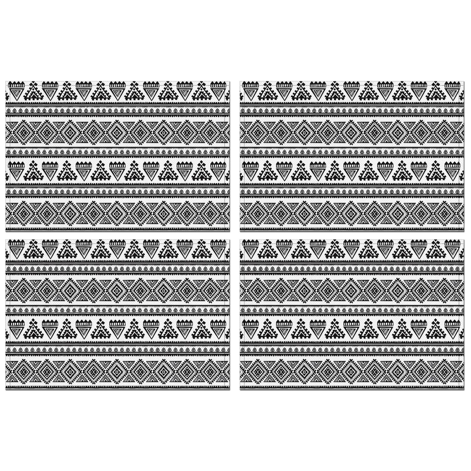 Nordic Style Vintage Bohemian Flax Placemats Set of 4, 12x18 Inch Boho ...
