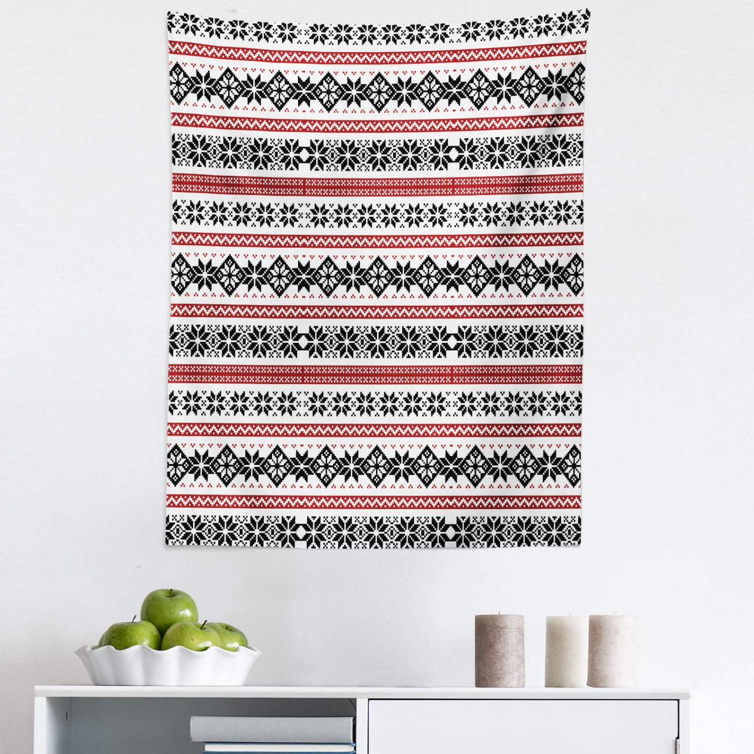 Nordic Tapestry, Scandinavian Style Norwegian Ornamental Winter Motif ...