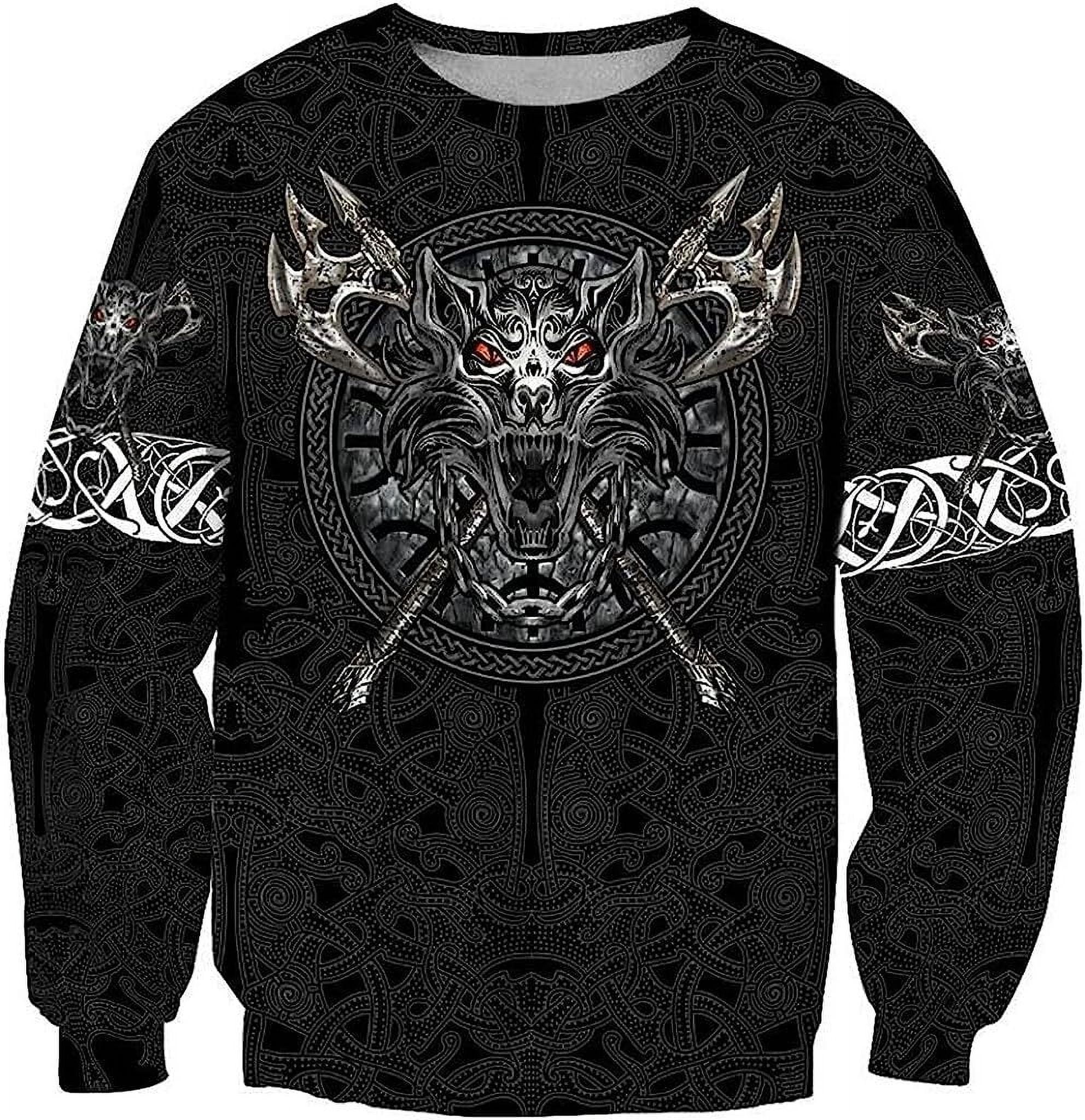 Nordic Totem Fenrir Wolf Viking Dragon Celtic Knot Ax Harajuku Sweatshirt Unisex Viking 3D Print ...