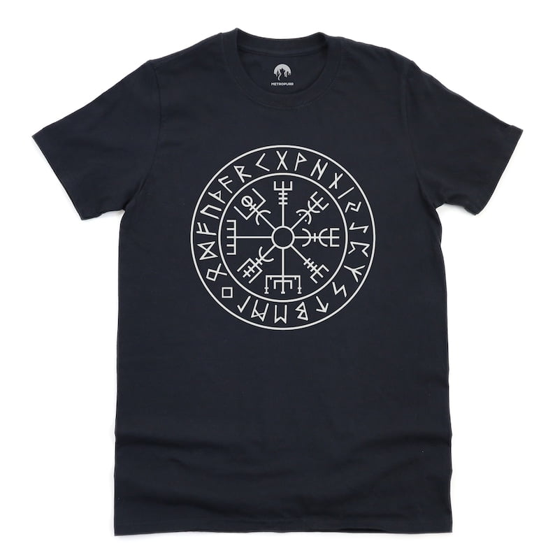 Nordic Vegvisir Compass Viking Runes Gothic Norse Viking Gift Tee ...