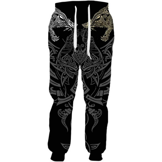 Nordic Viking Jogging Sweatpants Unisex 3D Printed Viking Dragon Fenrir ...