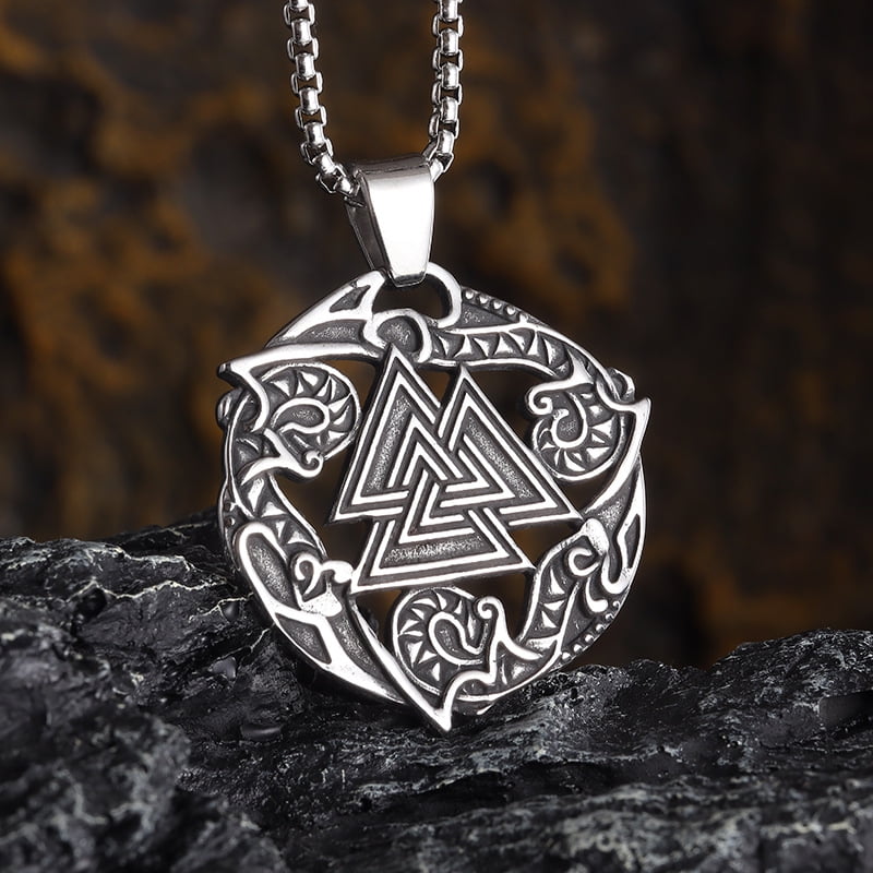 Nordic Viking Mjolnir Runes Necklace for Men, Vintage Dragon Amulet ...