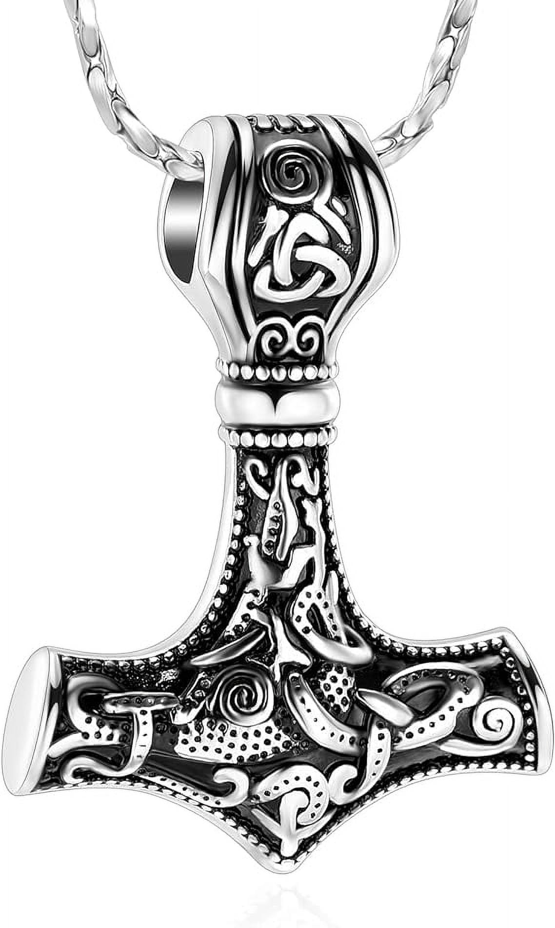 Nordic Viking Mjolnir Thors Hammer Urn Necklace Cremation Jewelry for ...
