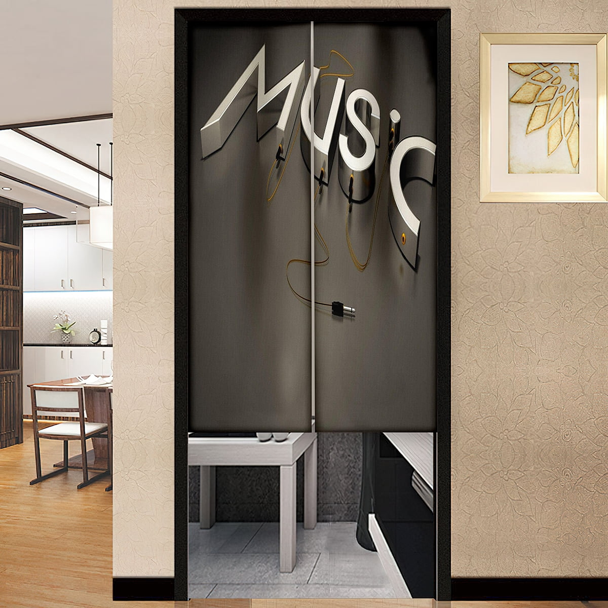 Nordic Vintage Sheet Music Door Curtains Musical Notes Japanese Style ...