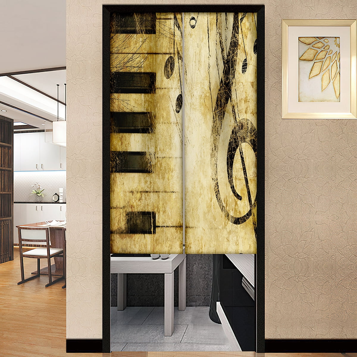 Nordic Vintage Sheet Music Door Curtains Musical Notes Japanese Style ...