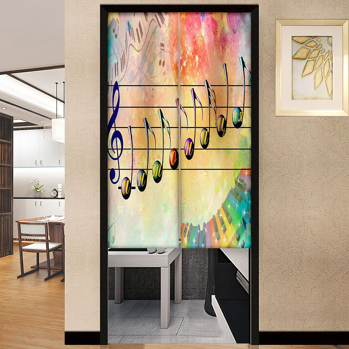 Nordic Vintage Sheet Music Door Curtains Musical Notes Japanese Style ...