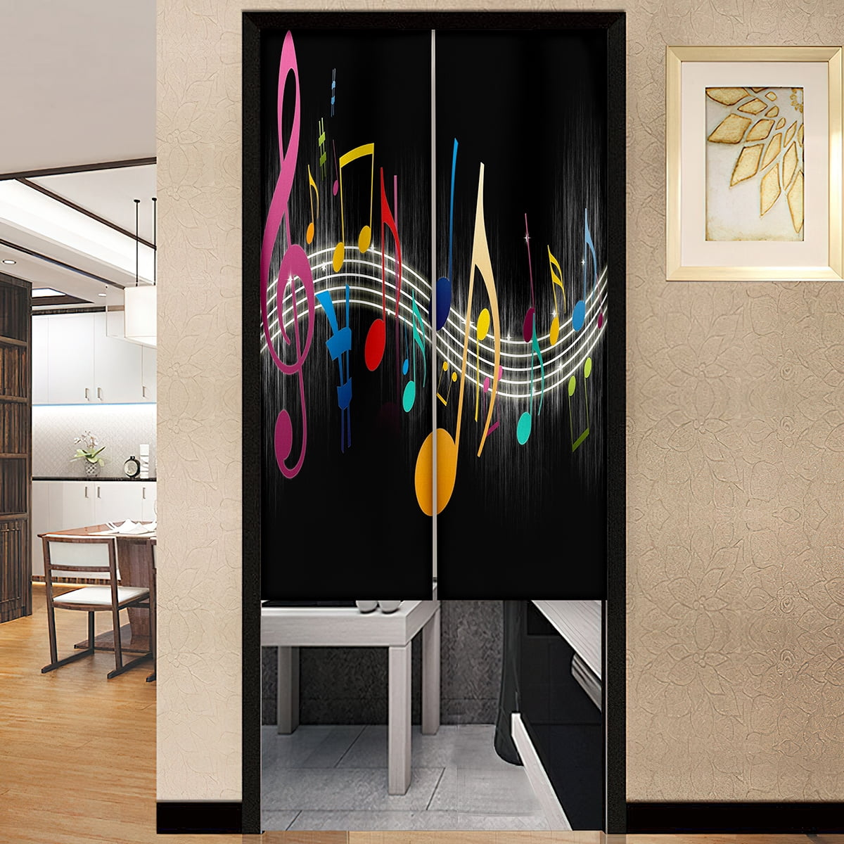 Nordic Vintage Sheet Music Door Curtains Musical Notes Japanese Style ...
