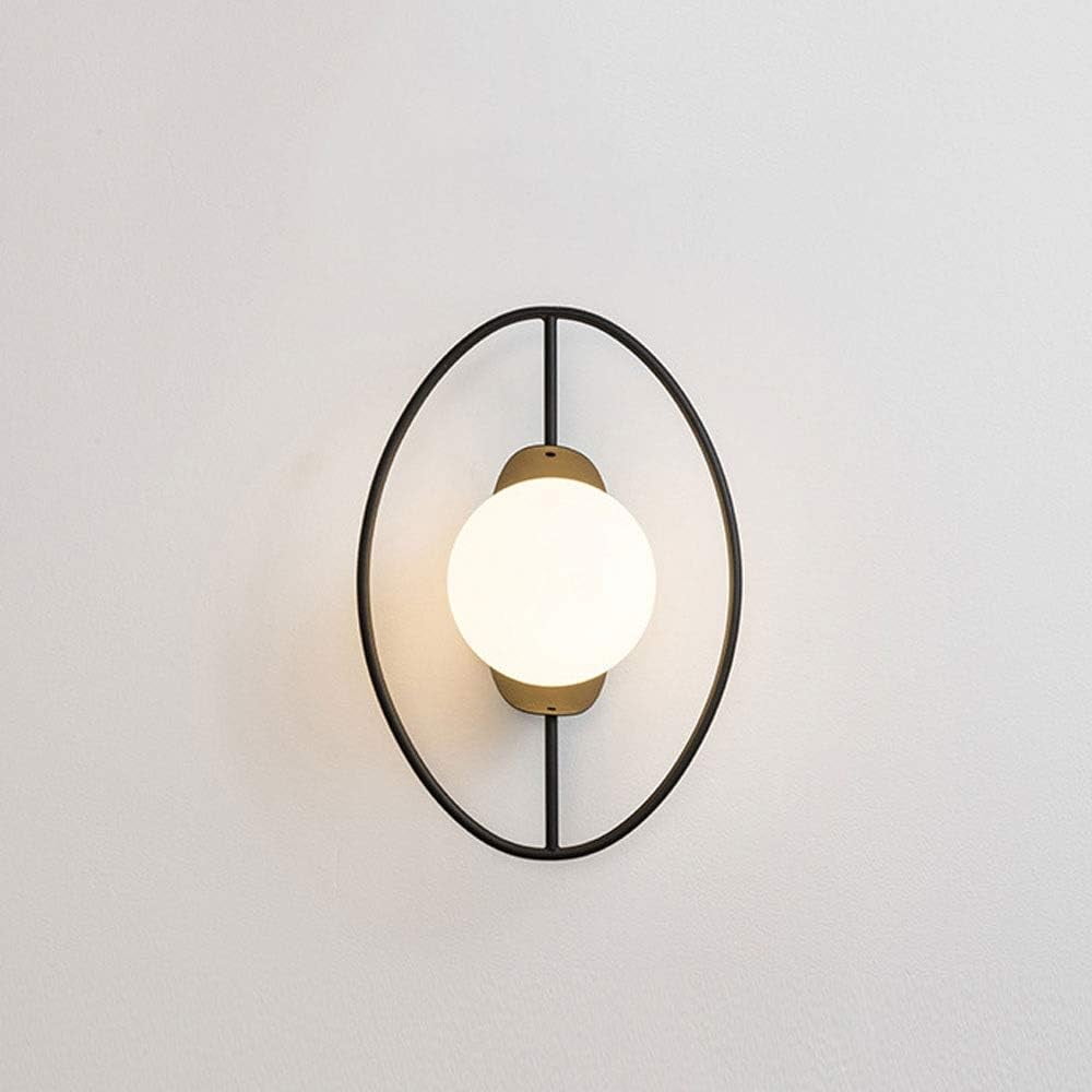 Nordic Wall Light Metal Wall Sconce with White Globe Glass Shade ...