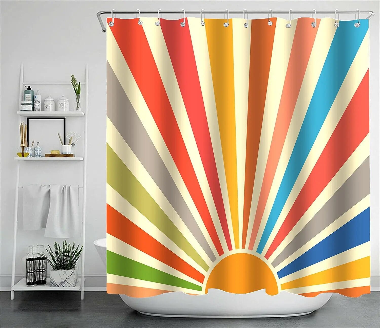 Nordic Wind Abstract Art Boho Shower Curtain Waterproof Polyester