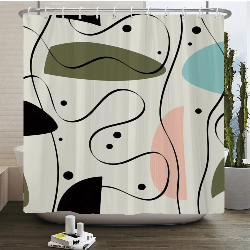 Nordic Wind Abstract Art Geometry Shower Curtain Waterproof Cloth Bath