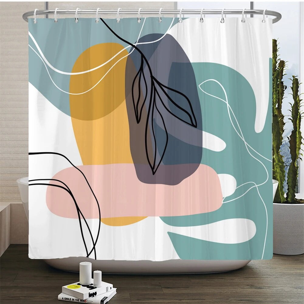 Nordic Wind Shower Curtain Rustic Geometric Morandi Color Shower ...