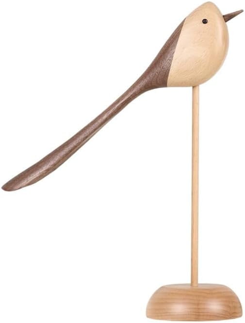 Nordic Wood Carving Lovebirds Figurine, Decorative Wooden Bird Statue ...