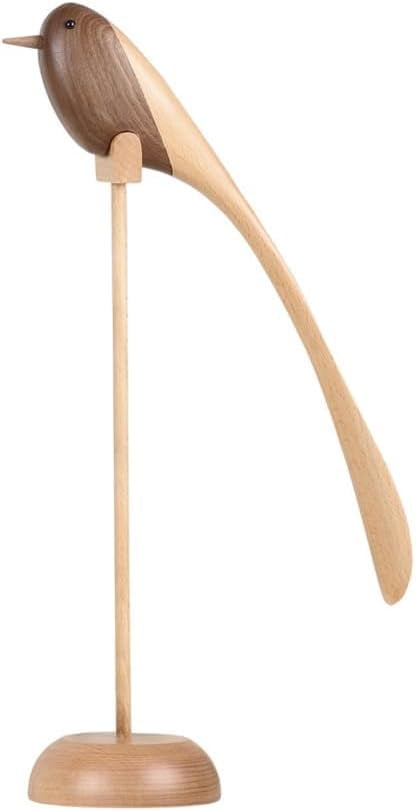 Nordic Wood Carving Lovebirds Figurine, Decorative Wooden Bird Statue ...