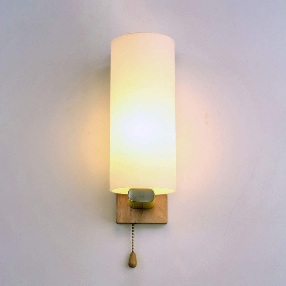 Nordic Wood Wall Light White Glass Shade Wall Lamp, E27 Wall Sconce ...