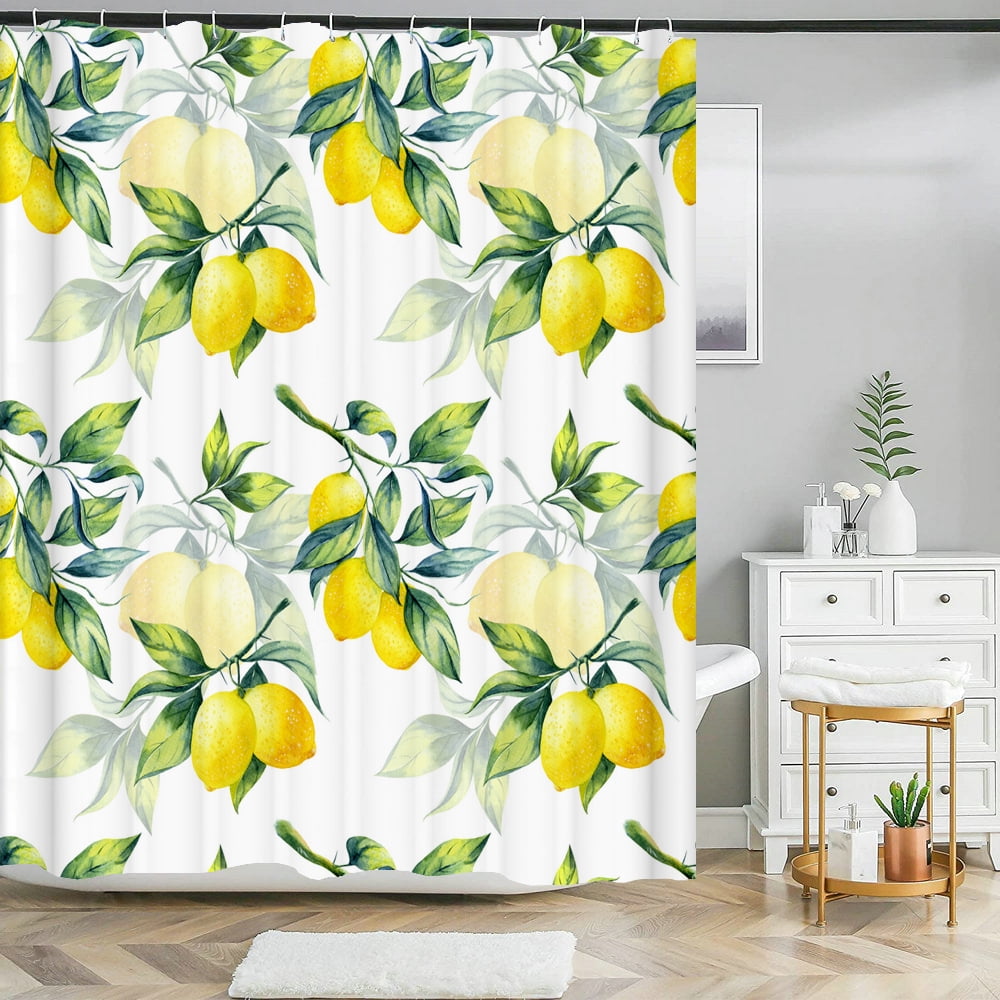 Nordic style fruit orange lemon printing shower curtain polyester ...