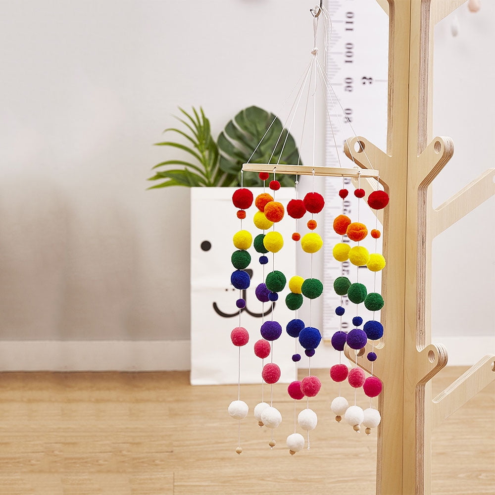 Nordic style fur ball wind chime children's room decoration living room ...