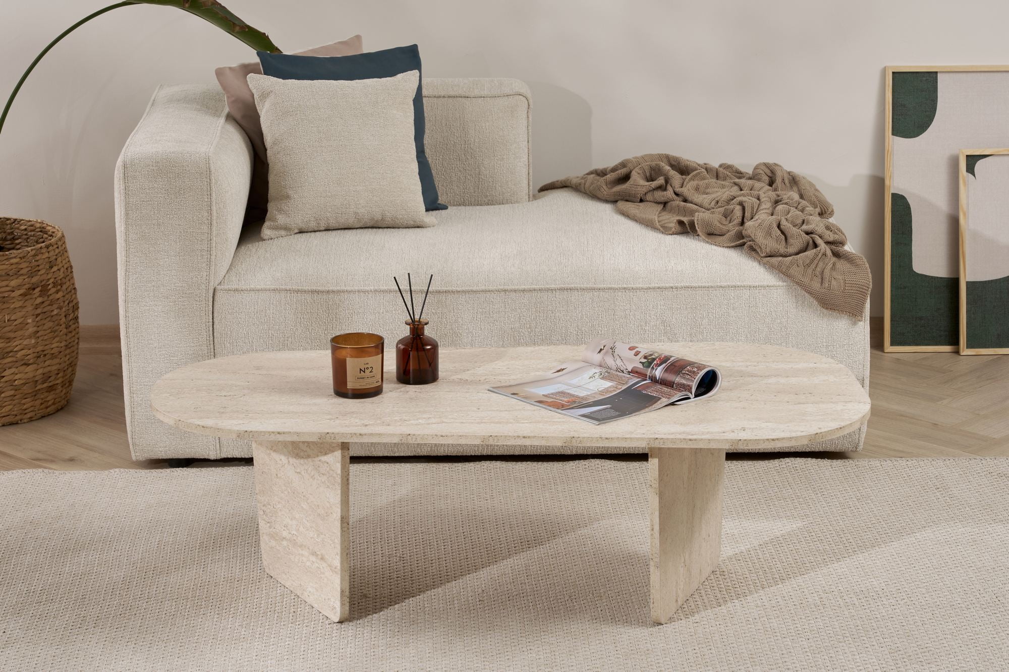Nordure Ovalis - Travertine Travertine Coffee Table - Walmart.com