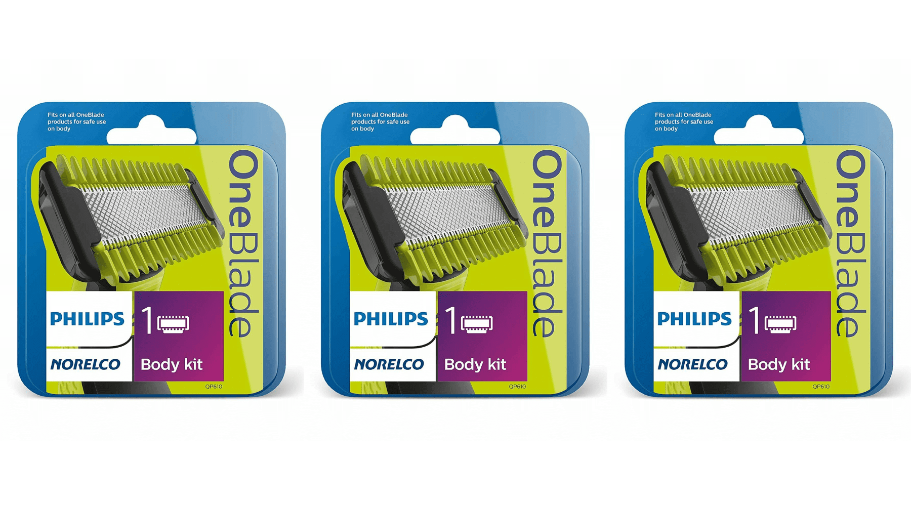 (3 pack) Norelco QP610/80 OneBlade Replacement Blade Body Kit - Walmart.com