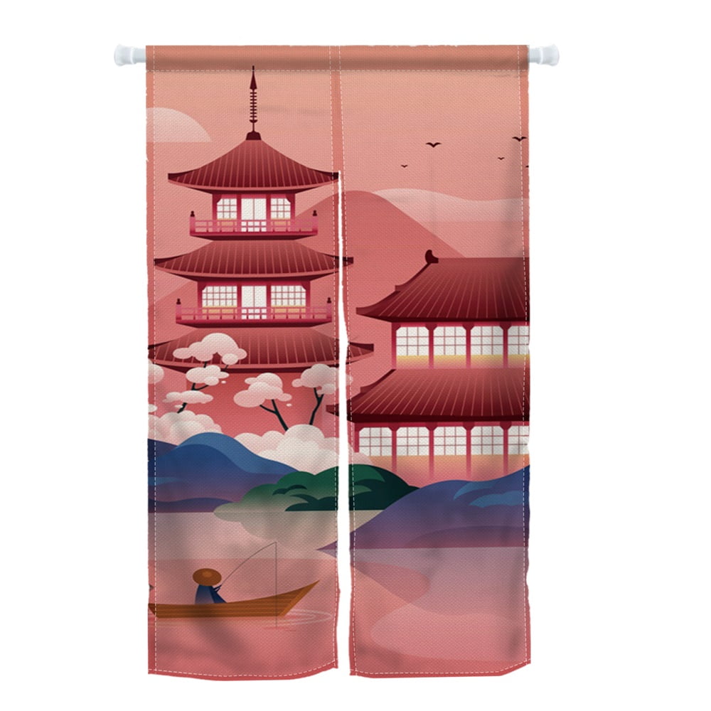 Noren Japanese Scene Door Curtain Fuji Mountain Sakura Natural Scenery ...