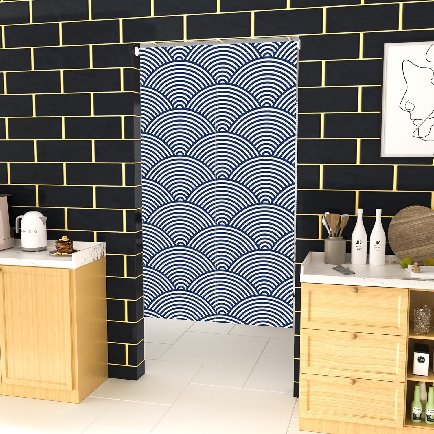 Noren Japanese Style Doorway Curtain Wave Printed Door Curtain Window Treatment Door Tapestry ...