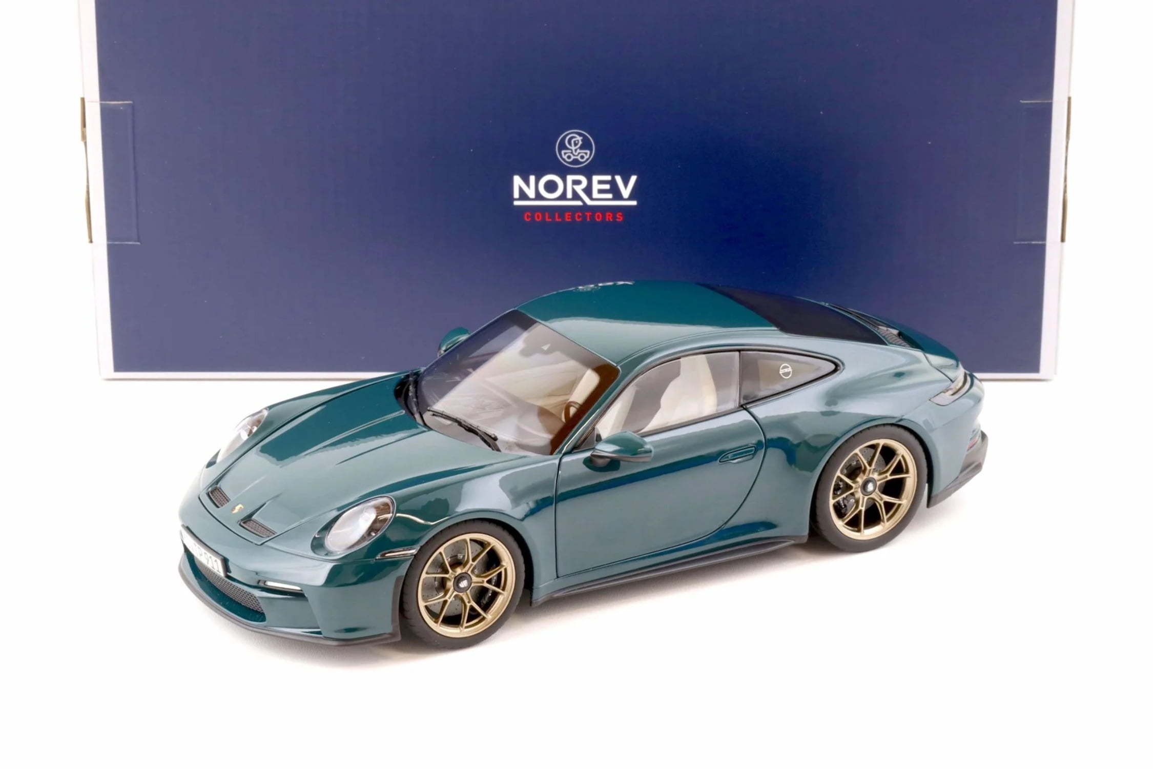 Norev Porsche 911 992 GT3 Touring Edition Fjord Green w/ Gold Wheels 1: ...