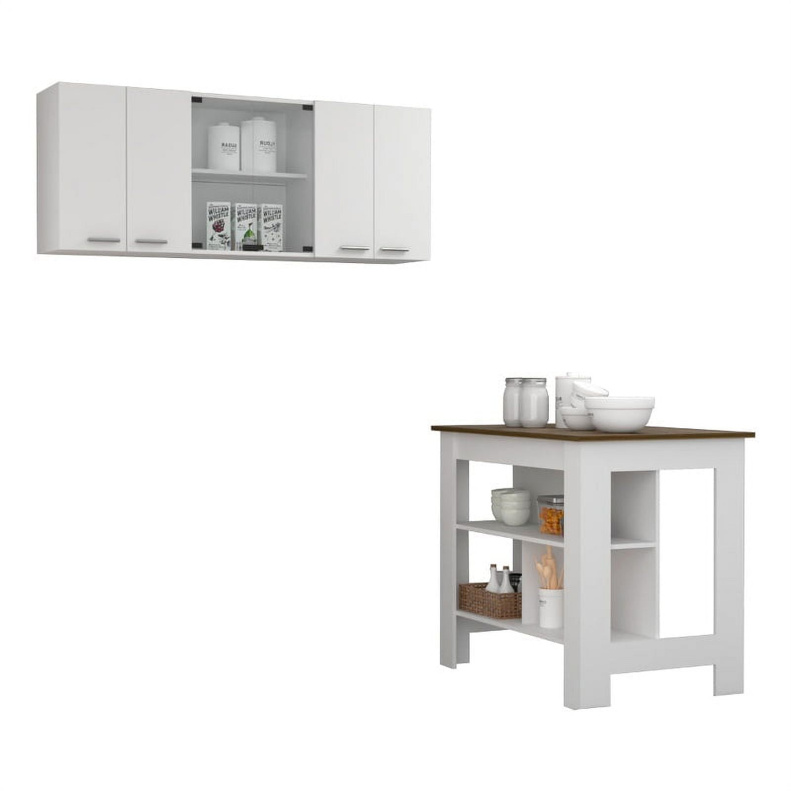 Norfolk 2 Piece Kitchen Set, Kitchen Island + Upper Wall Cabinet ...