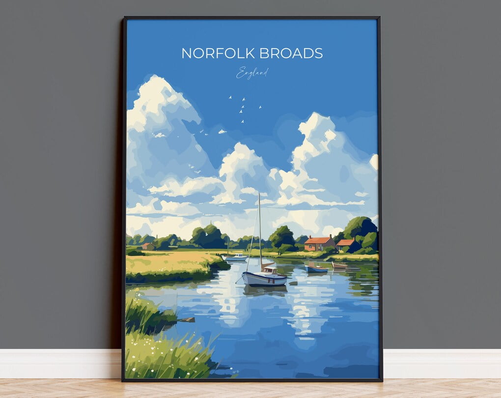 Norfolk Broads Print Wall Art, Travel Poster Of Norfolk Broads, England ...