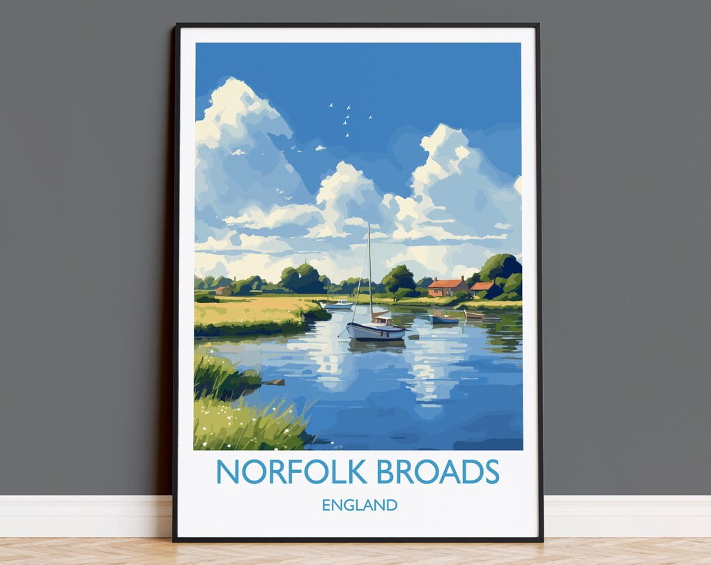 Norfolk Broads Travel Print, Travel Poster Of Norfolk Broads, England ...