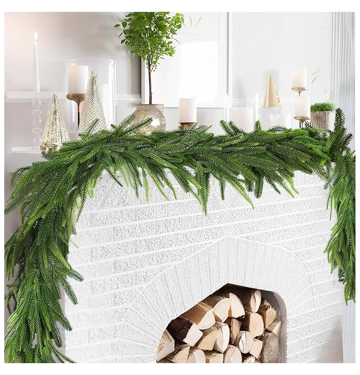 Norfolk Pine , 9 ft Christmas for Mantle, Real Touch Greenery Christmas ...