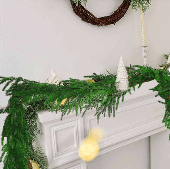 Norfolk Pine Garland - 9ft Artificial Christmas Garland Long Faux Greenery Garland for Holiday ...