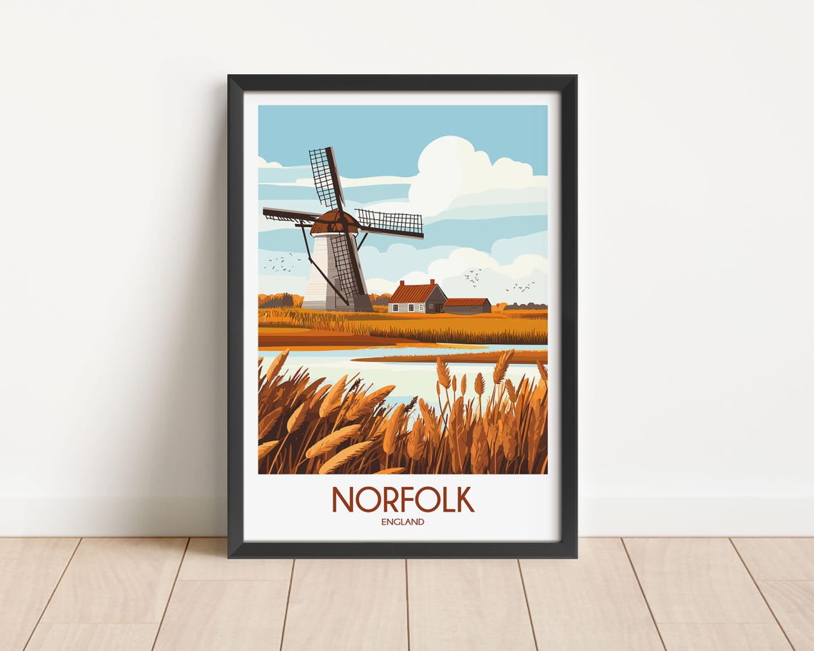 Norfolk Poster England Scenic Countryside Wall Art Decor, Unframed ...