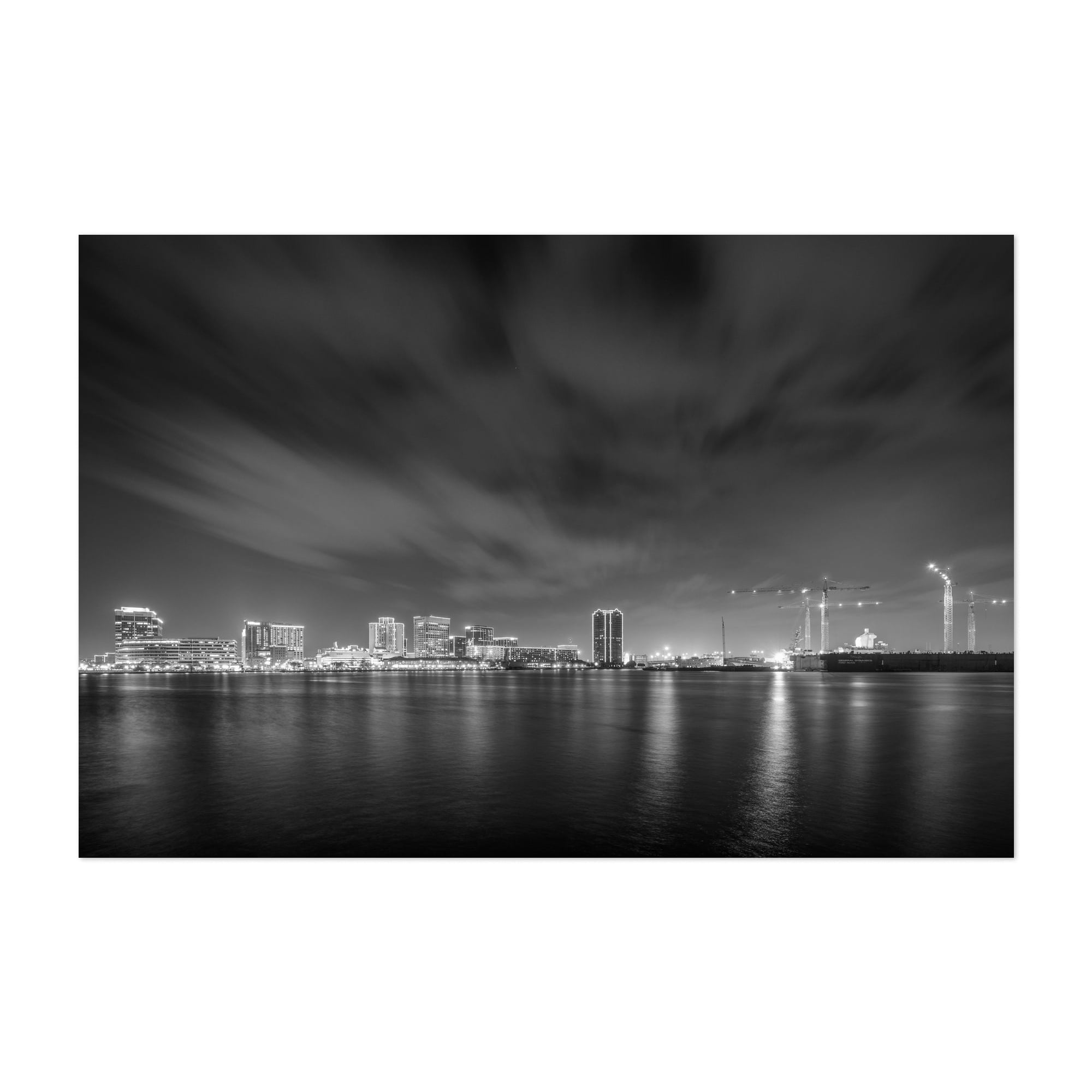The Norfolk Skyline B&W - Norfolk Virginia Photography Cityscape Black ...