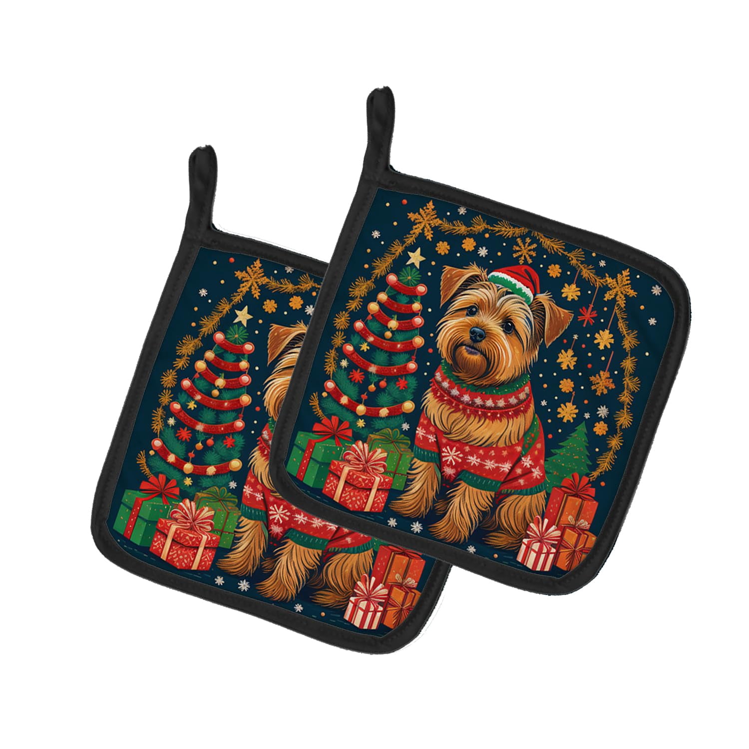 Norfolk Terrier Christmas Pair of Pot Holders 7.5 in x 7.5 in - Walmart ...