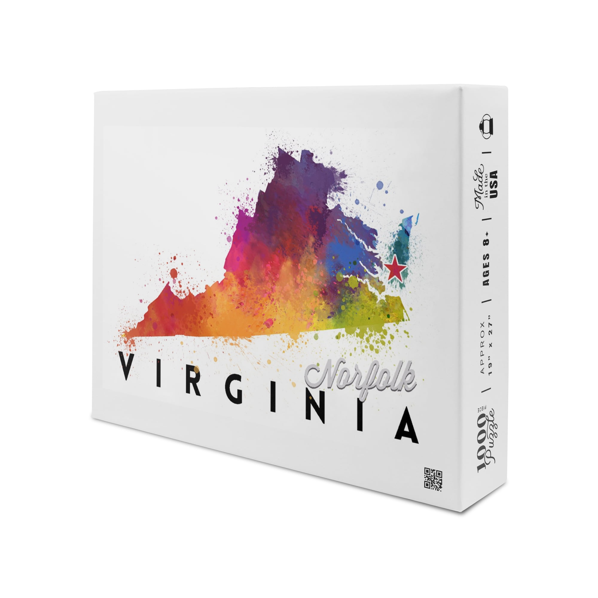 Norfolk, Virginia, State Abstract Watercolor (1000 Piece Puzzle, Size ...