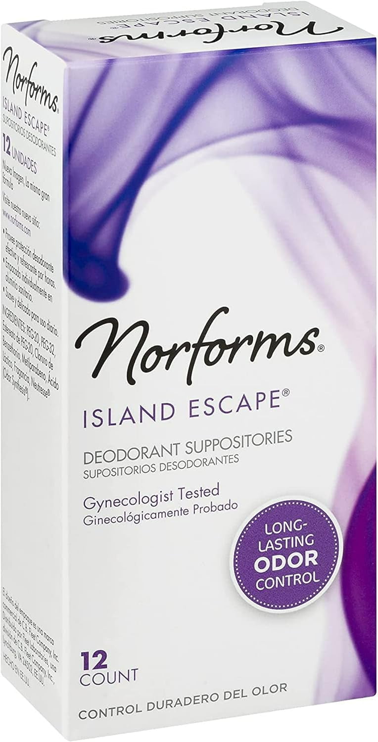 Norforms Feminine Deodorant Suppositories Island Escape 12-Count by ...