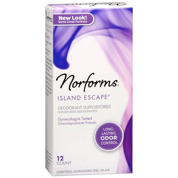 Norforms Feminine Deodorant Suppositories, Island Escape - 12 Ea ...