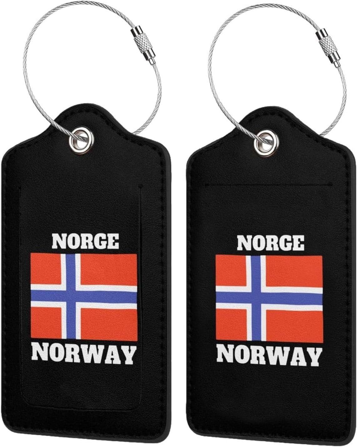 Norge Norway Flag Leather Baggage Bag Luggage Tags with Stainless Steel ...