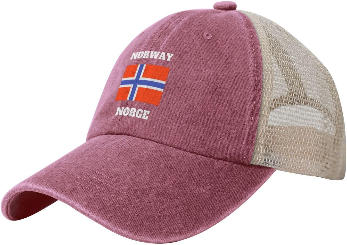 Norge Norway Flag Outdoor Washed Denim Mesh Hat Denim Baseball Cap ...