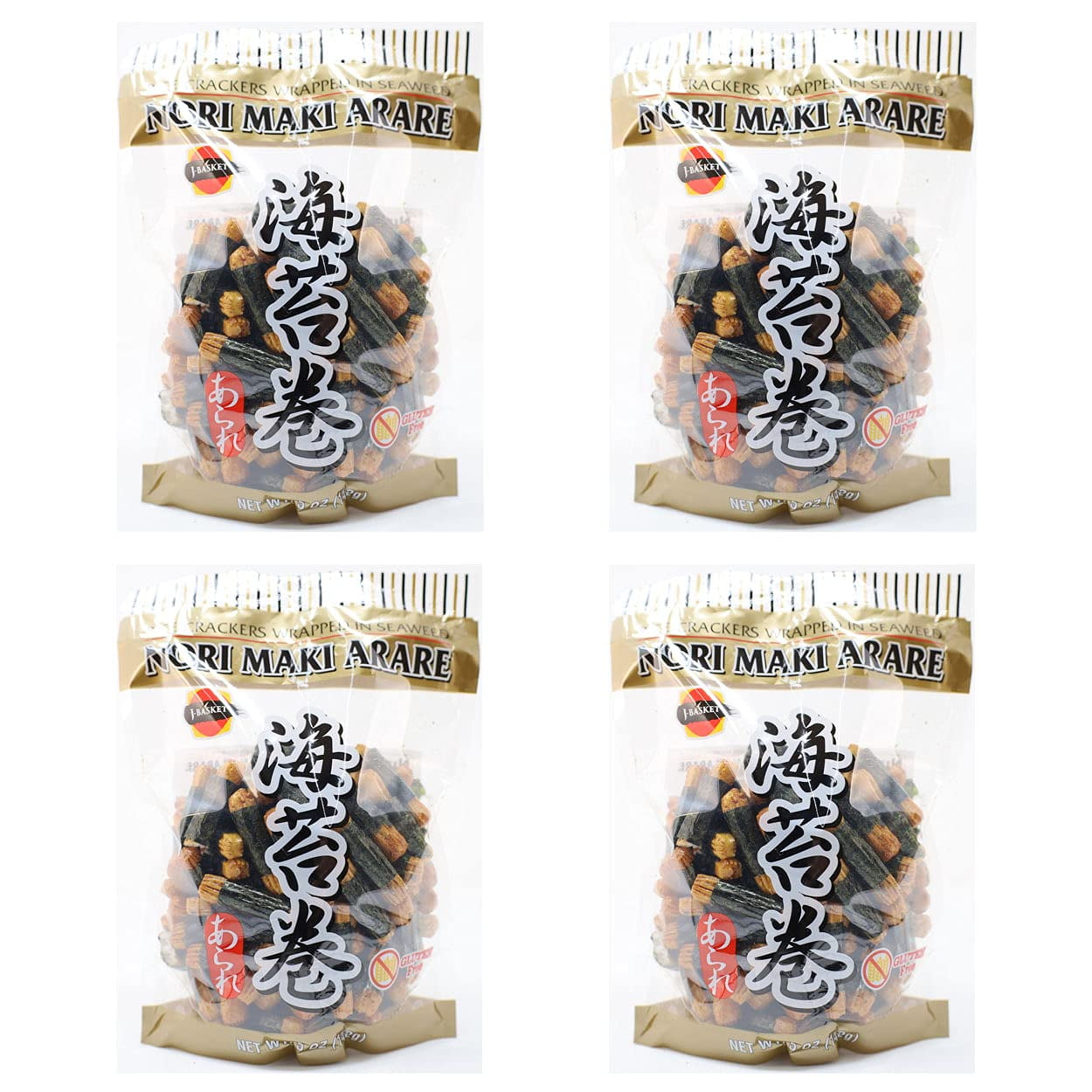 Nori Arare (rice crackers wrapped in seaweed) 5 Oz (Pack of 4 ...