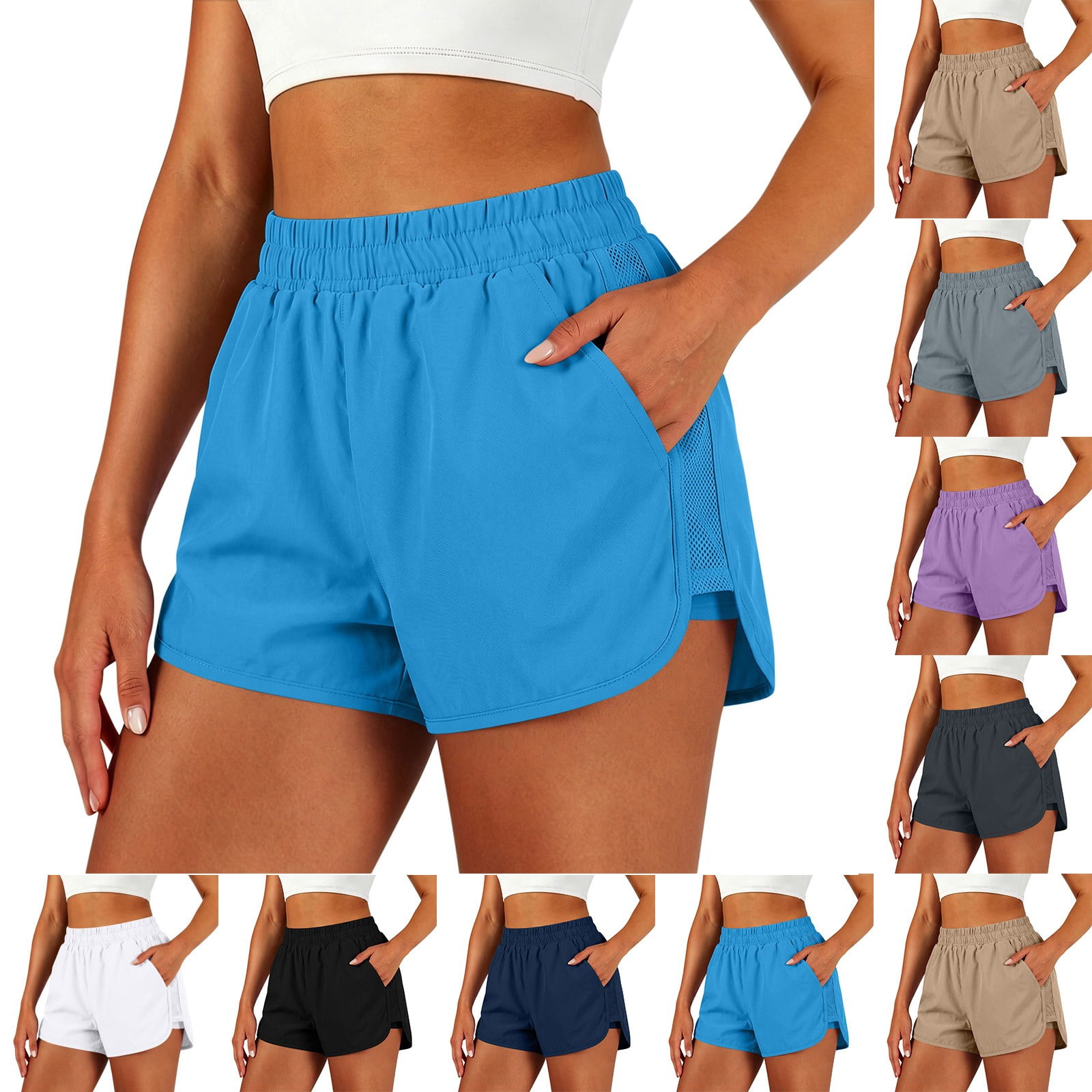 Noric Women's High Waist Athletic Shorts Loose Fit with Pockets Casual ...