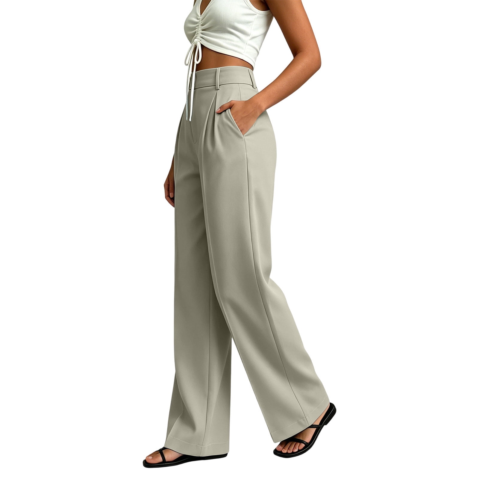 Noric Women's High Waist Straight Leg Dress Pants Business Casual Work ...