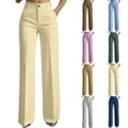 Noric Women's High Waisted Straight Leg Trousers with Pockets for Work ...