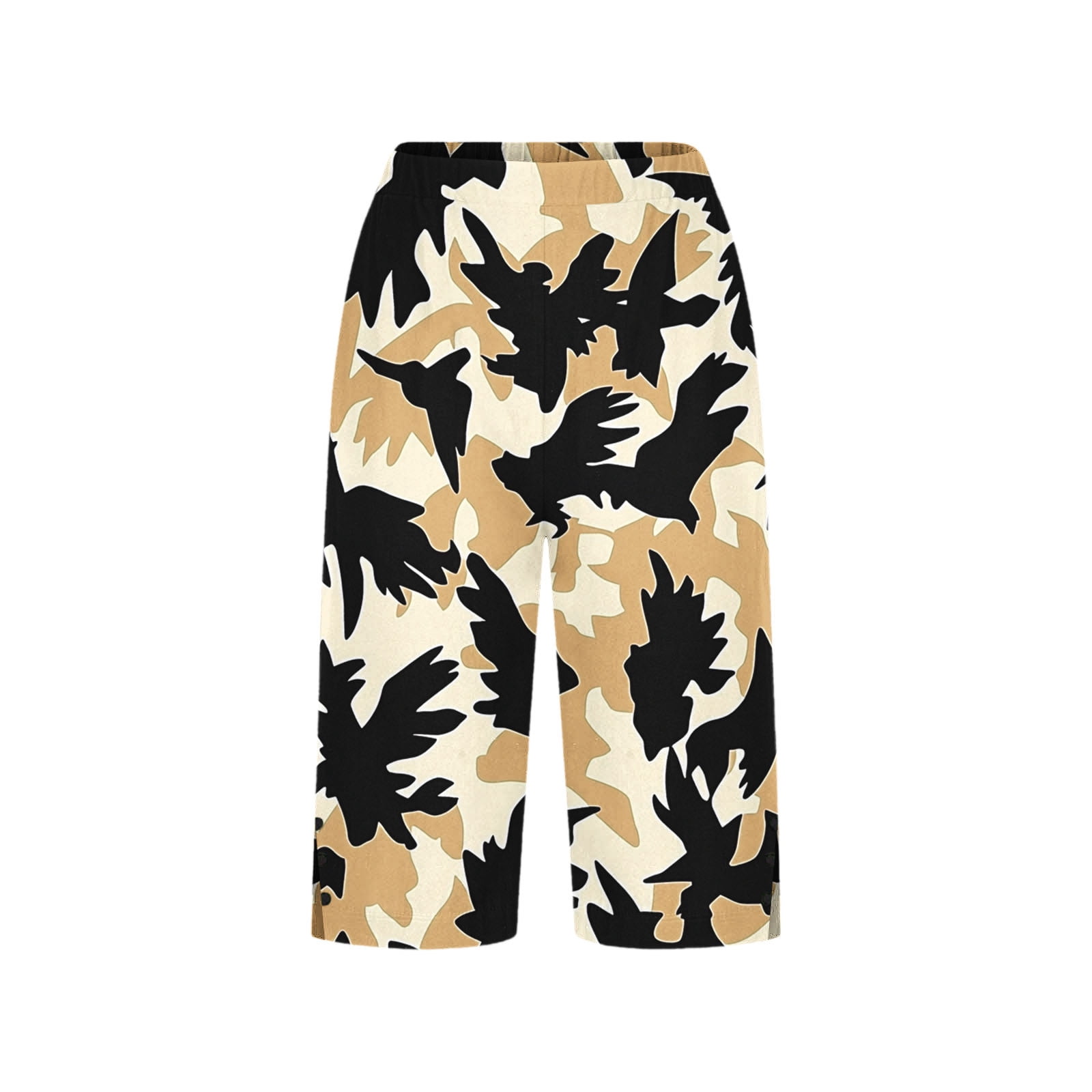 Noric Women's Summer Printed Bermuda Shorts Loose Fit Straight Leg Side ...